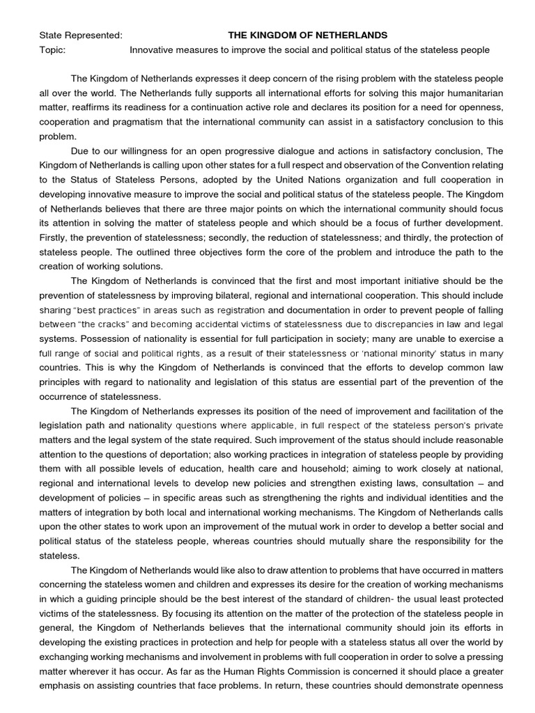 Position Paper | Download Free PDF | Nationality | Netherlands