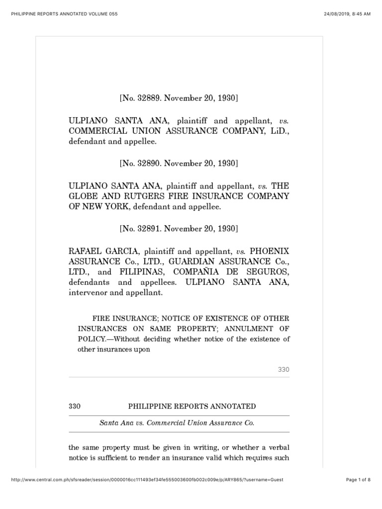 Sta. Ana V Commercial Union Insurance | PDF | Insurance Policy | Insurance