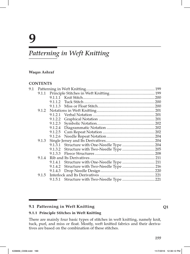 Patterning in Weft Knitting: Waqas Ashraf | PDF | Knitting | Textiles