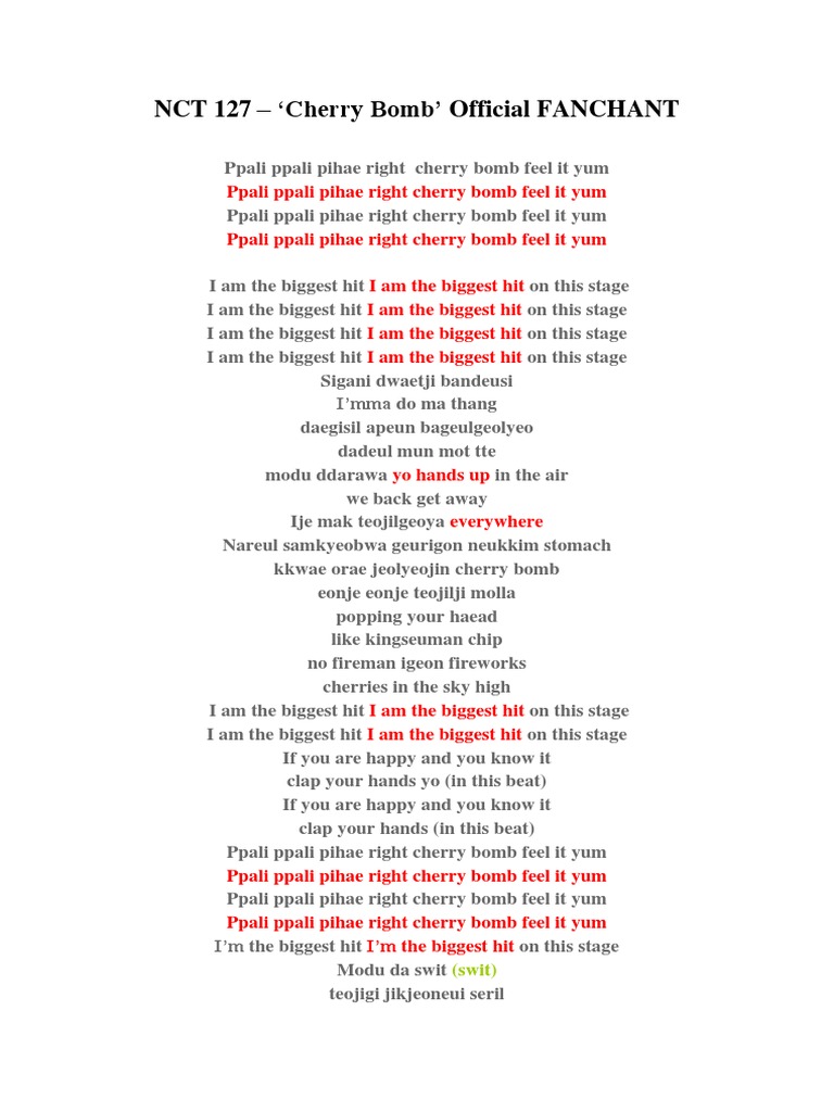 NCT 127 Fanchant | PDF | Fireworks