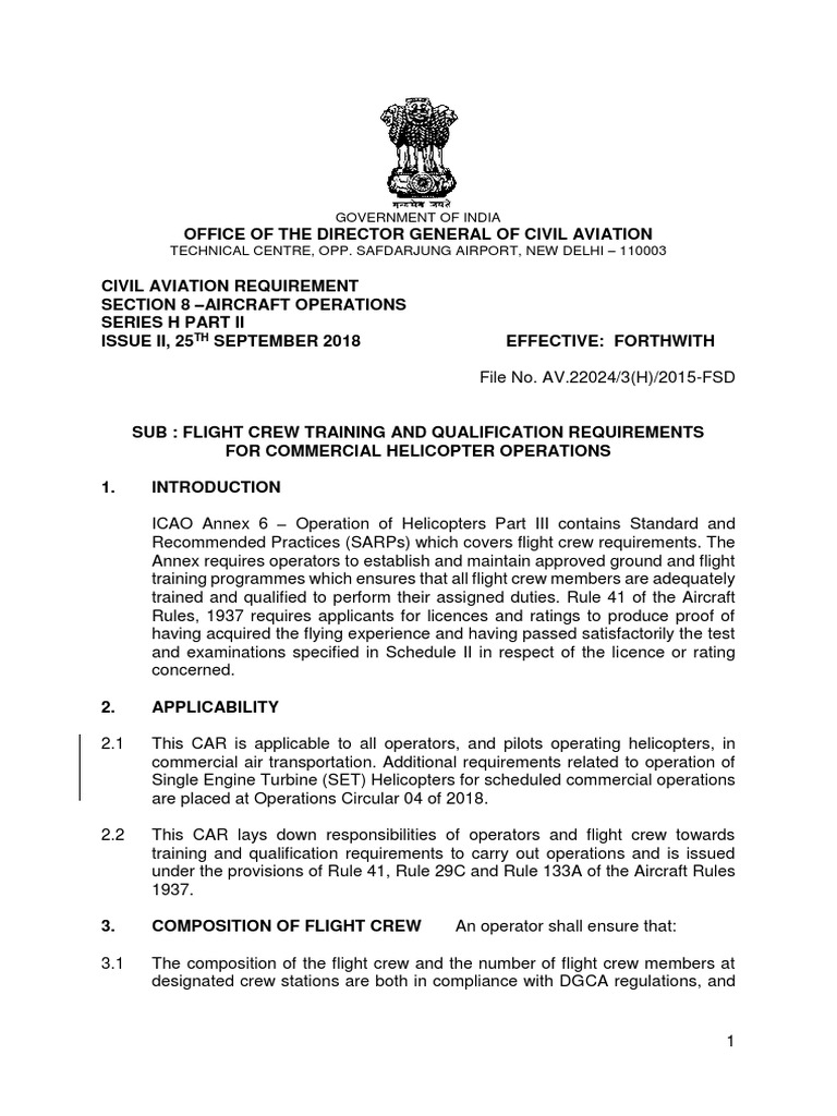Civil Aviation Requirement 8H2 | PDF | Visual Flight Rules | Flight ...