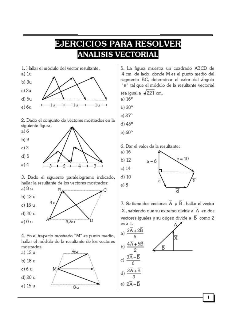 Analisis Vectorial Ejercicios para Resolver | PDF | Cálculo multivariable | Vector Euclidiano