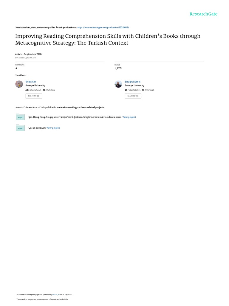 Improving Reading Comprehension Skills With Children's Books Through ...