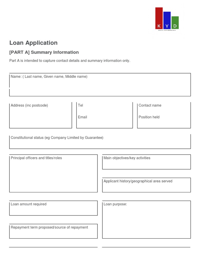 Loan Application: (PART A) Summary Information | PDF | Personally ...