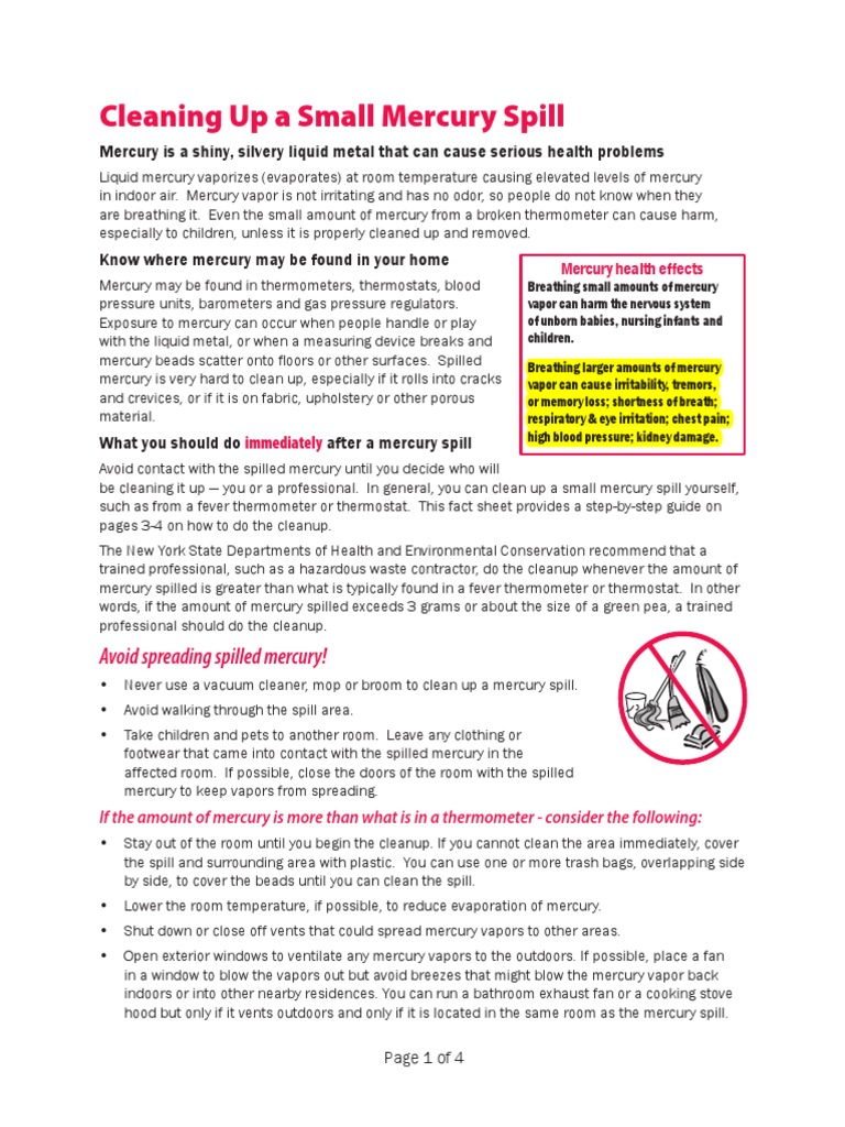 Cleaning Up A Small Mercury Spill Avoid Spreading Spilled Mercury
