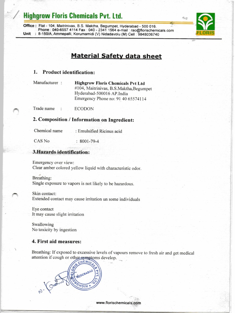 Ecodon MSDS | PDF