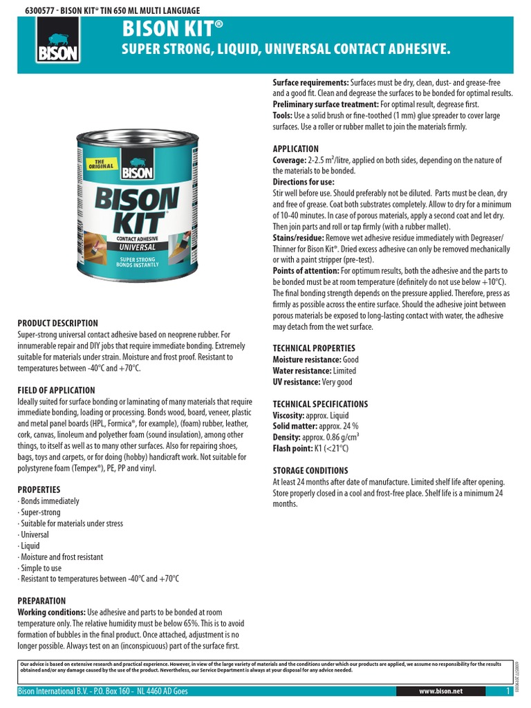 Bison Kit Adhesive Glue | PDF | Adhesive | Polystyrene