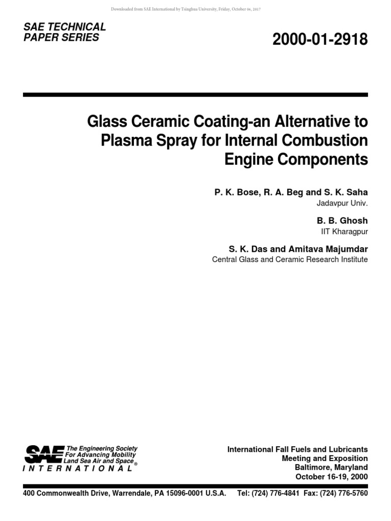 Low Heat Rejection Engine | PDF | Vitreous Enamel | Internal Combustion ...
