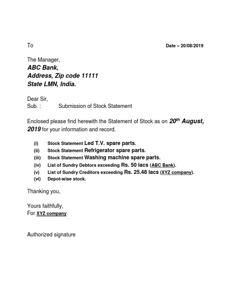 Stock Statement Application For Bank | PDF | Finance & Money Management