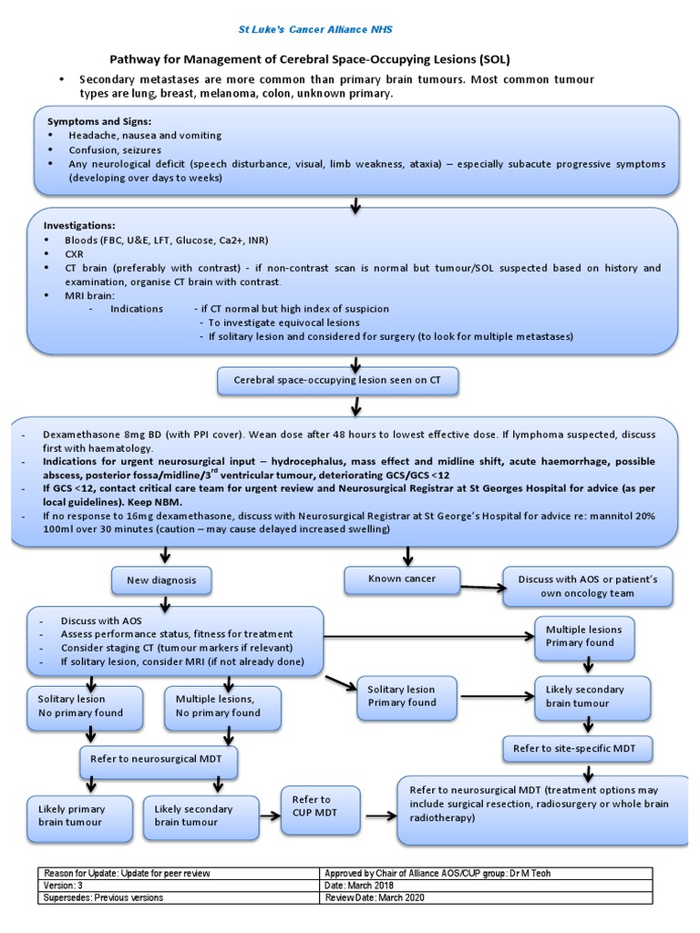 Pathway For Management of Cerebral Space-Occupying Lesions (SOL) | PDF ...