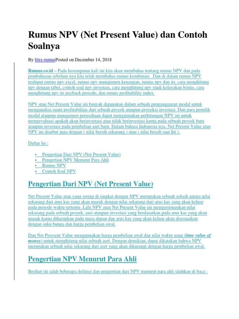 Rumus NPV | PDF