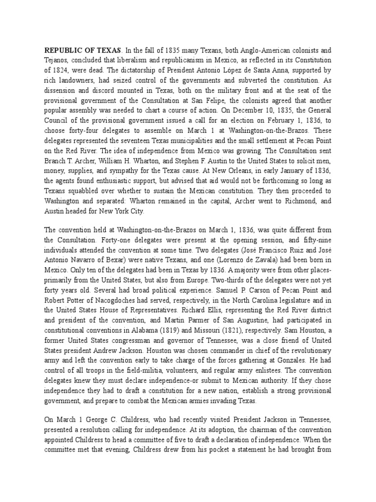Republic of Texas | PDF | Texas | Government
