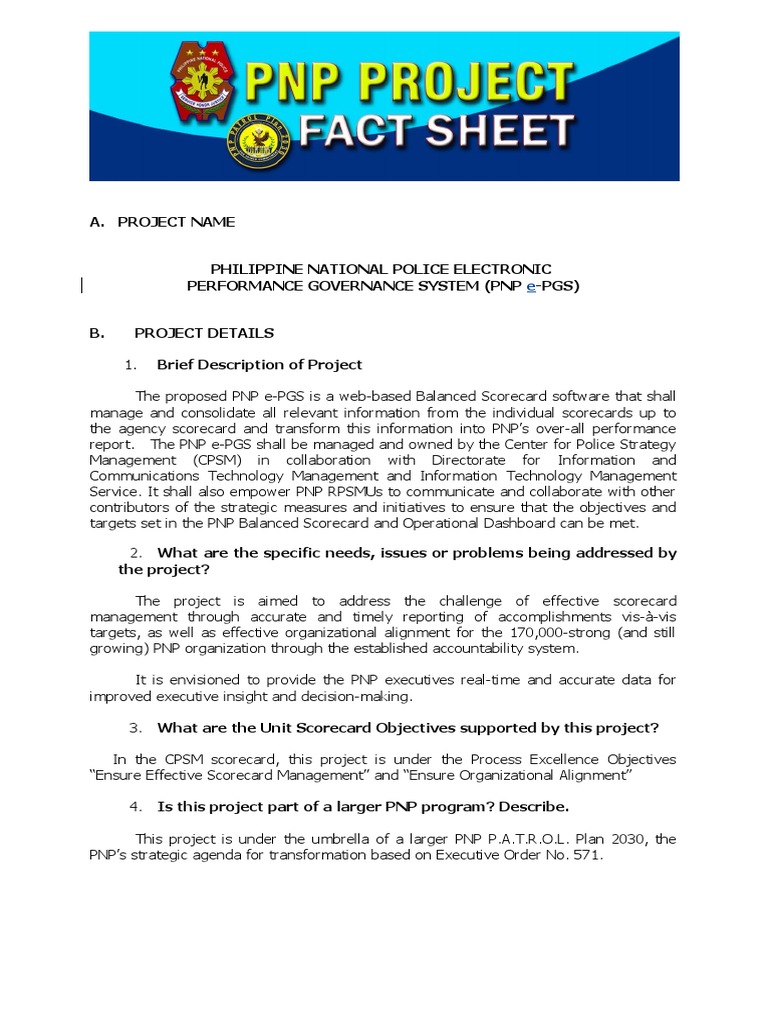 PNP e-PGS Project Overview and Goals | PDF | Evaluation | Business