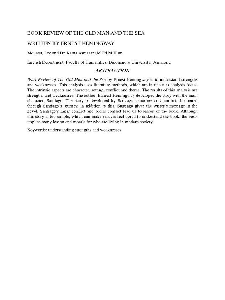 Review The Oldman and The Sea | PDF | Ernest Hemingway | Psychology