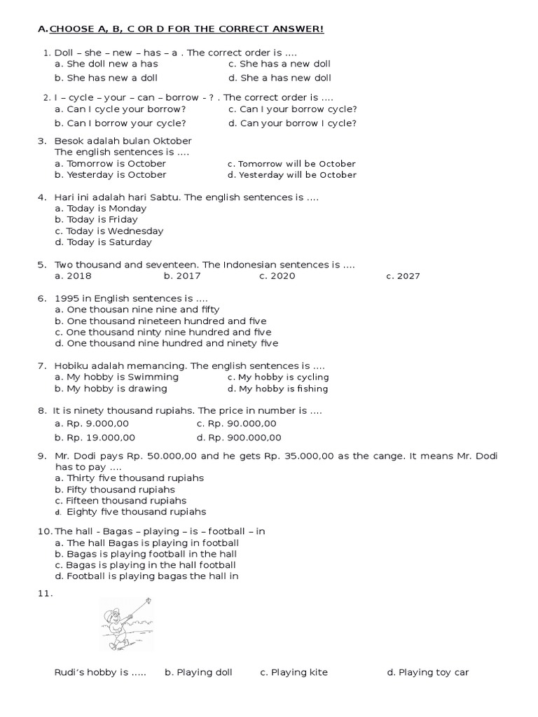 Soal Bahasa Inggris Kelas Sd Pdf Nature