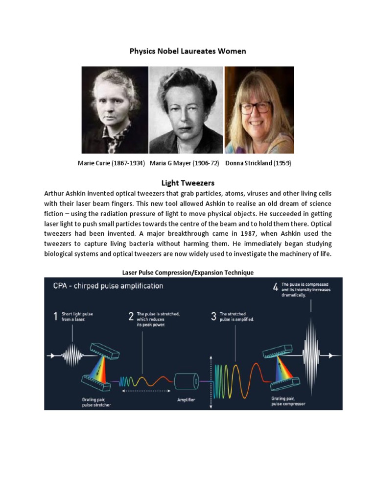 Physics Nobel Laureates Women: Marie Curie (1867-1934) Maria G Mayer ...