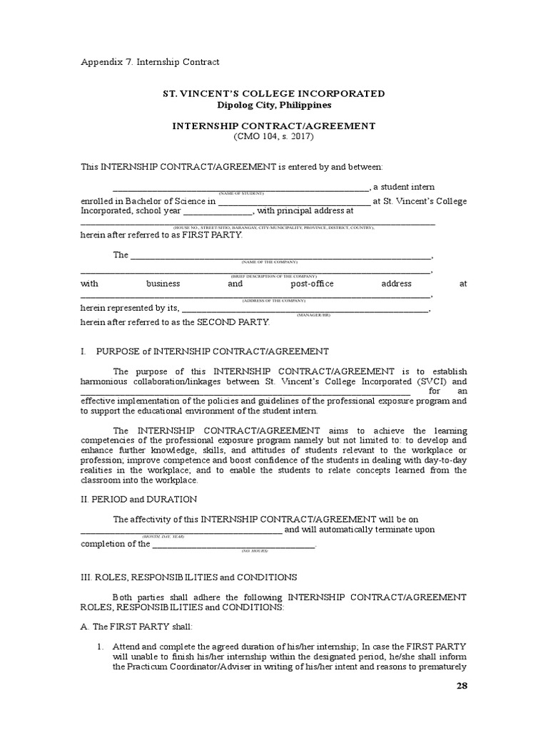 Genessa Internship Contract (Updated April 2019) | PDF ...