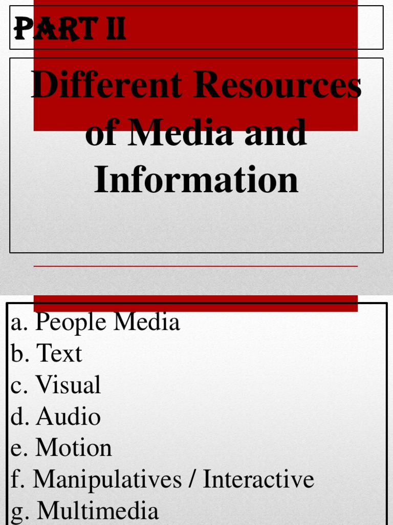 Different Resources of Media and Information | PDF | Mass Media ...