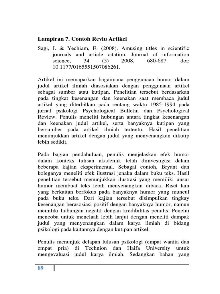 Contoh Review Artikel | PDF