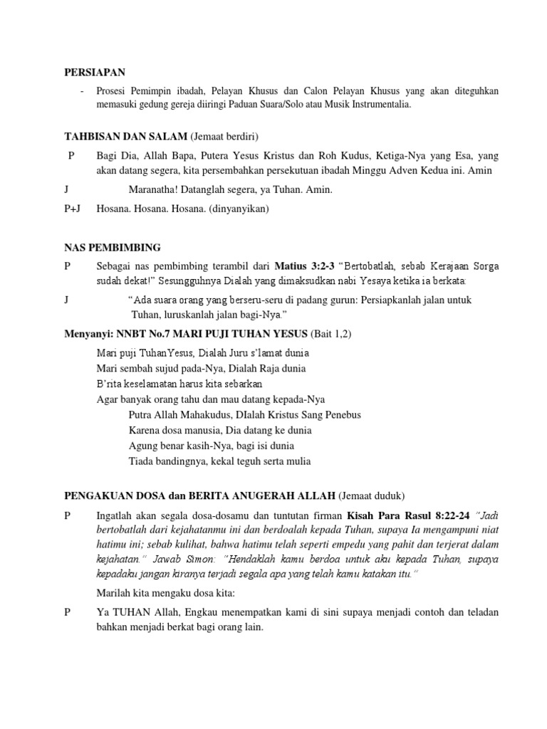 Tata Ibadah Peneguhan | PDF