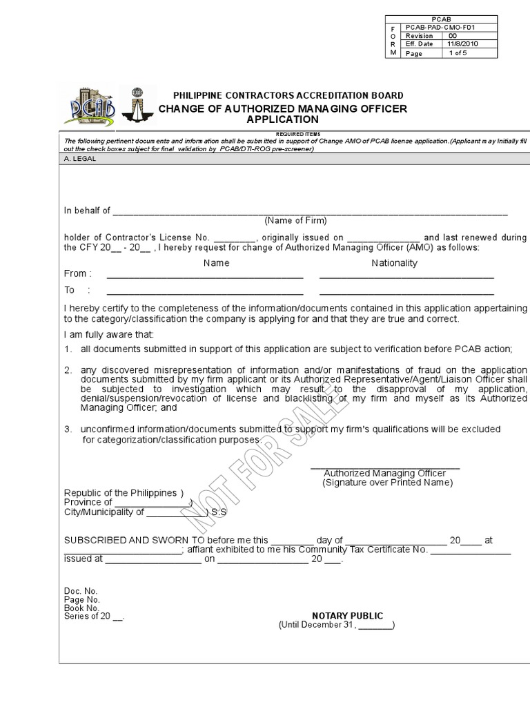 Change of AMO FOrm | PDF | Affidavit | Notary Public
