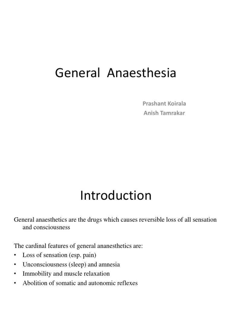 General Anaesthesia | PDF | Anesthesia | Pharmacology