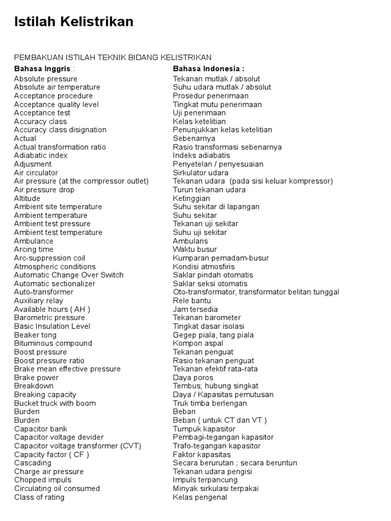 Istilah Kelistrikan | PDF
