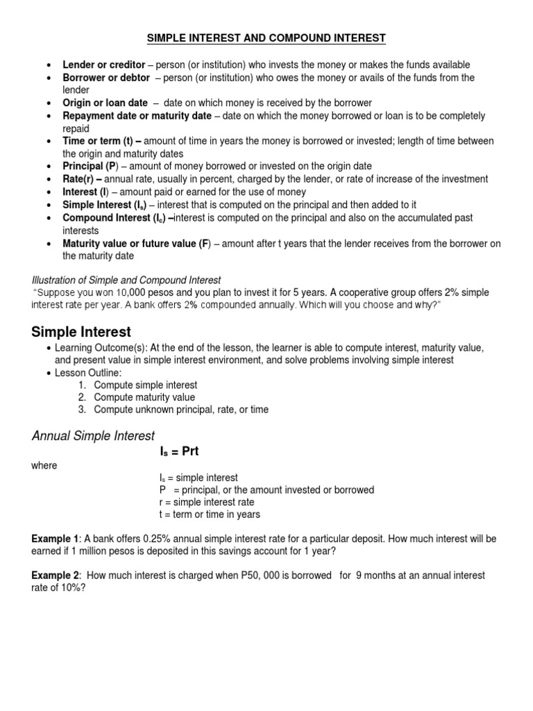Simple Interest and Compound Interest | PDF | Compound Interest | Interest