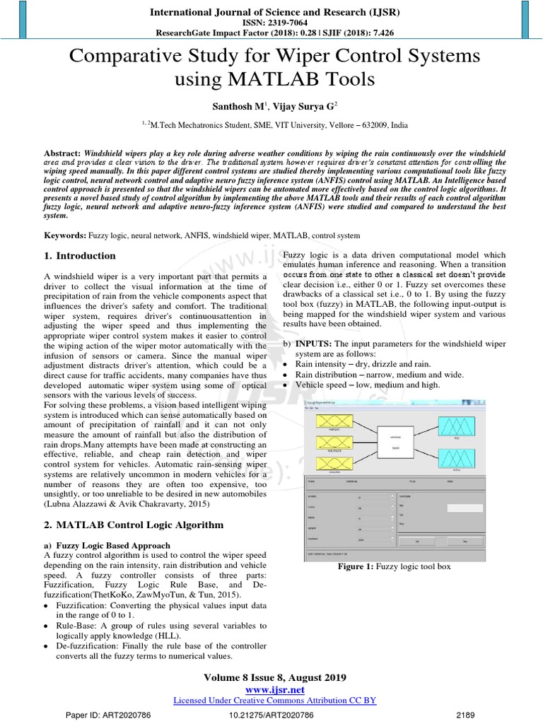 Comparative Study For Wiper Control Systems Using MATLAB Tools-Compressed | PDF | Artificial ...