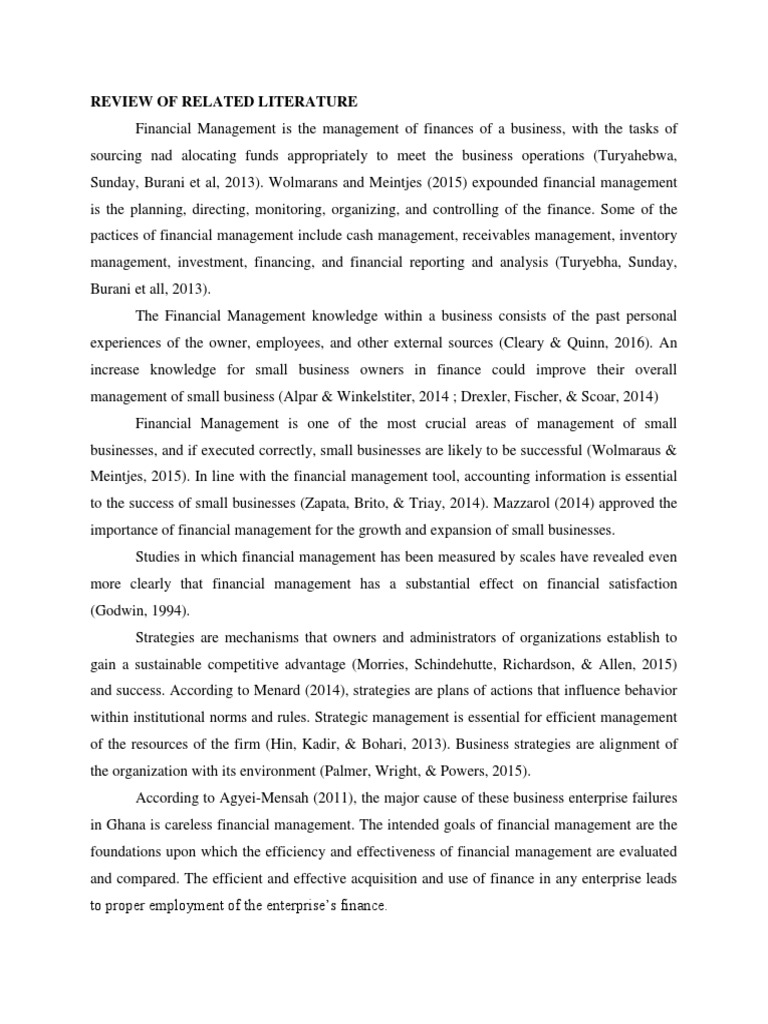 Review of Related Literature Financial Management Strategies of Resorts ...