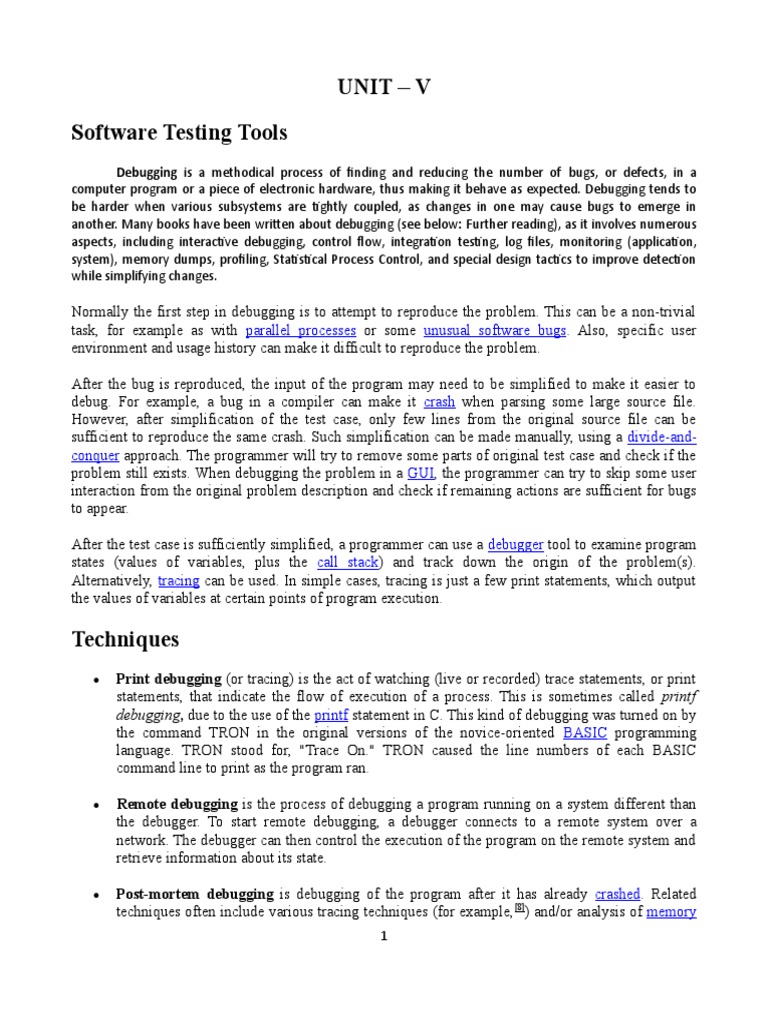 Software Testing Tools | PDF | Debugging | Software Testing