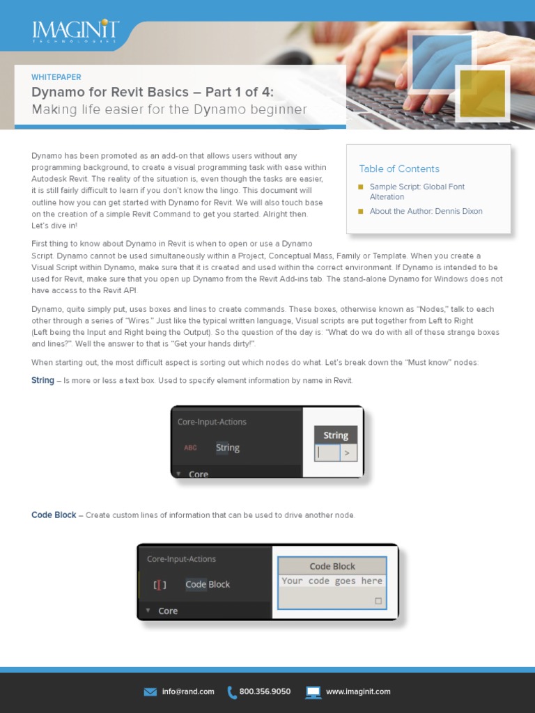 IMAGINiT NEW WP DynamoRevitBasics PDF | PDF | Autodesk Revit | Parameter (Computer Programming)