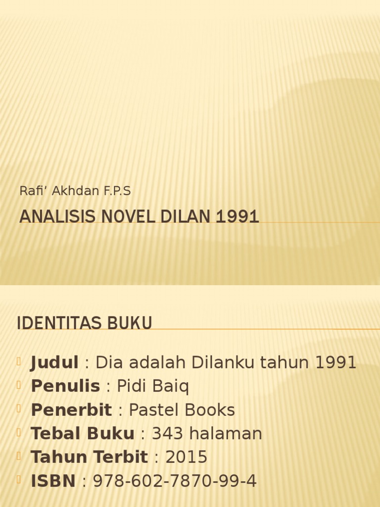 Analisis Novel Dilan 1991 | PDF