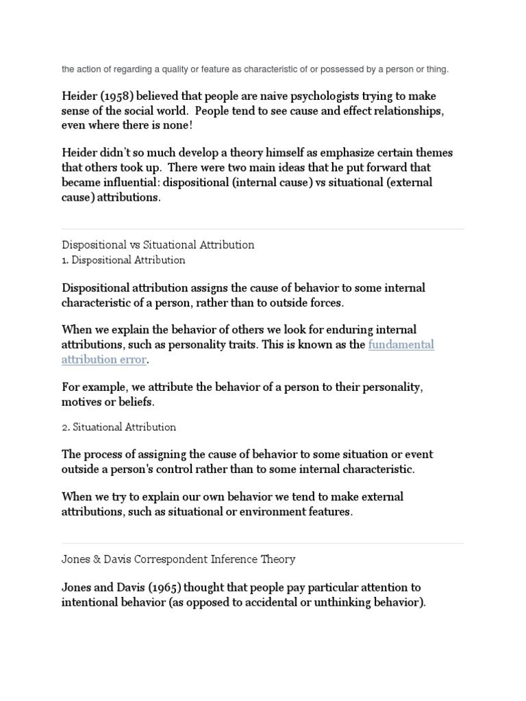 Dispositional Vs Situational Attribution | PDF | Laughter | Causality