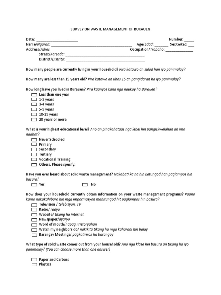 Survey On Waste Management | Download Free PDF | Economy And The ...
