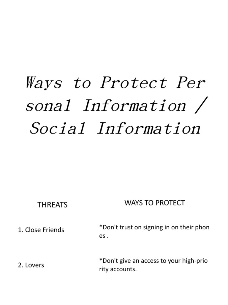 Ways To Protect Personal Information | PDF | Social Science | Computers