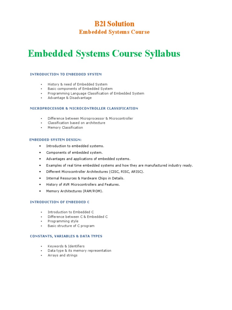 Embedded Systems Course Syllabus: B2l Solution | Download Free PDF | Embedded System ...