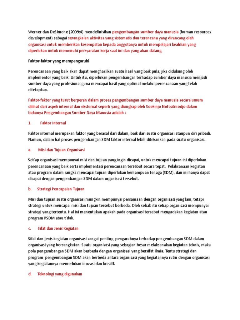 Faktor-Faktor Yang Mempengaruhi Pengembangan SDM | PDF