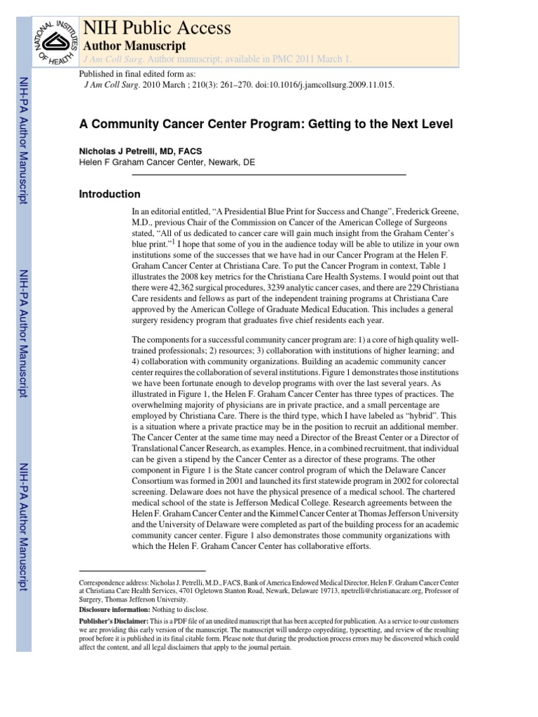 A Community Cancer Center Program Getting To The Next Level | PDF ...