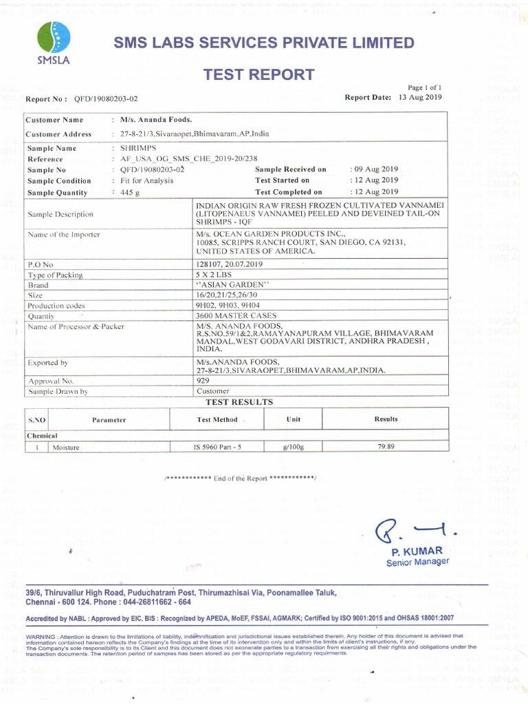 Ananda Moisture Report Po 128107 | PDF | Business
