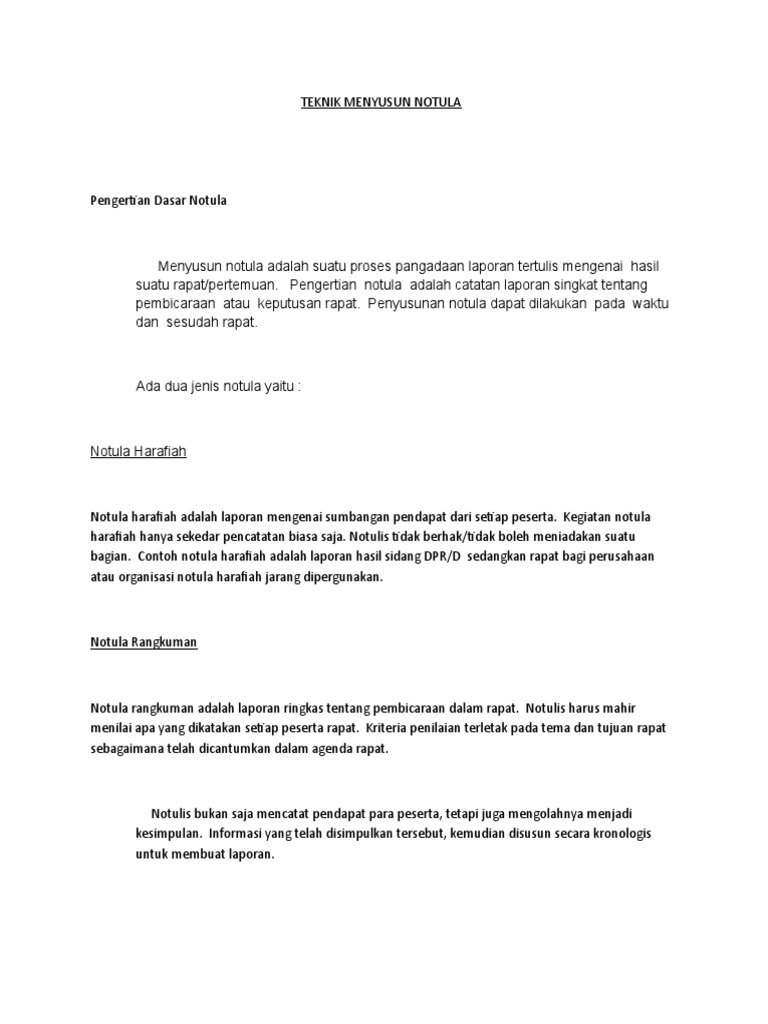 Sistematika Penulisan Notula | PDF