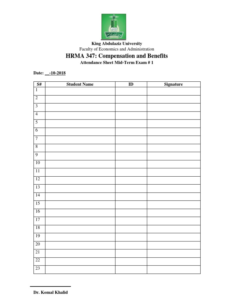 Exam Attendance Sheet | PDF | Business