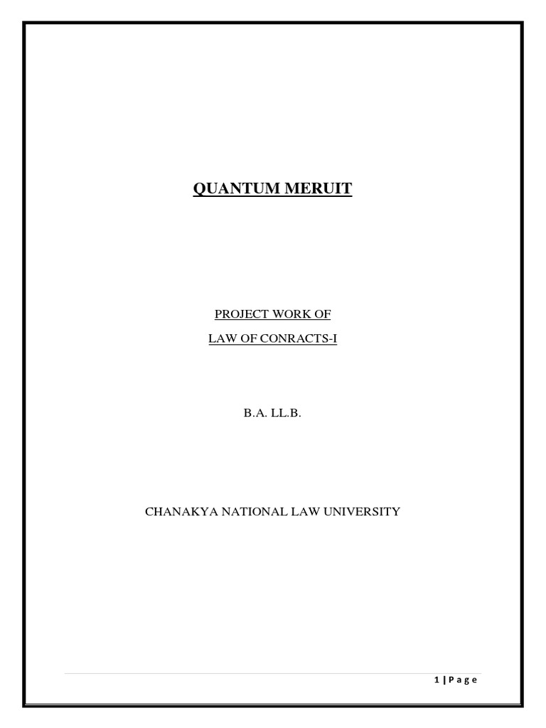 Quantum Meruit Pdf Breach Of Contract Damages