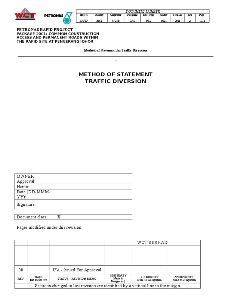 Method Statement For Traffic Management Plan | Download Free PDF ...