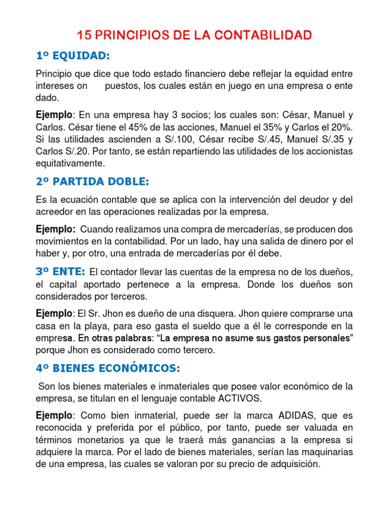 15 Principios de La Contabilidad | PDF | Devengo | Contabilidad