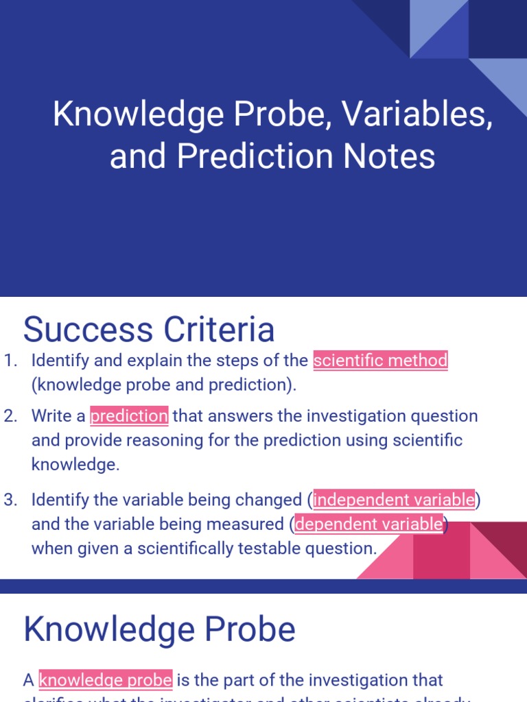 Knowledge Probe, Variables, and Prediction Notes | PDF | Prediction ...