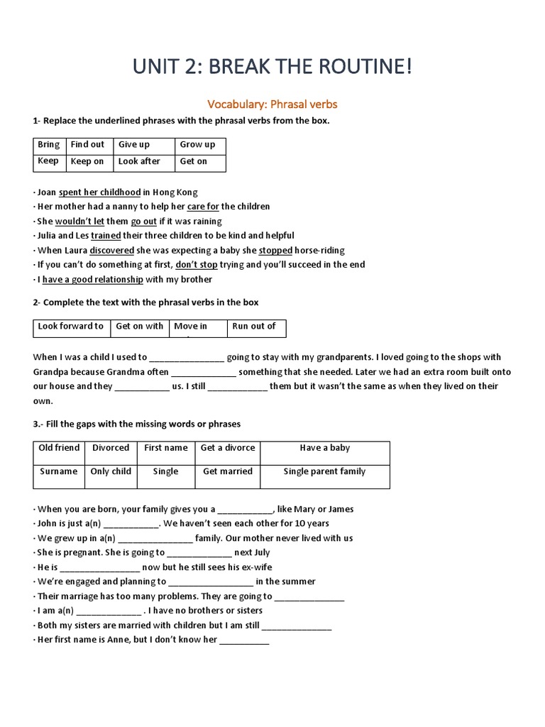 Unit 2 - Break The Routine! | PDF | Grandparent