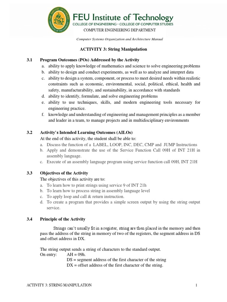 Itecompsysl Activity 3 Report | PDF | Assembly Language | Computer Program