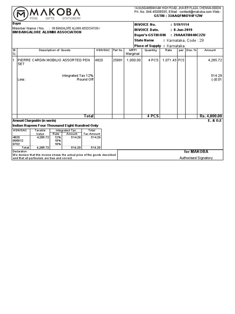 Karnataka, Code: 29 Karnataka No | PDF | Invoice | Taxes
