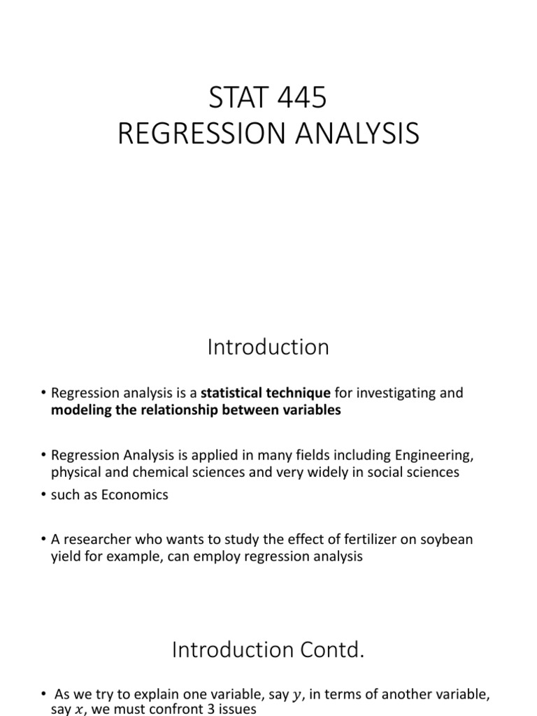 STAT 445 Regression Analysis | PDF | Ordinary Least Squares ...